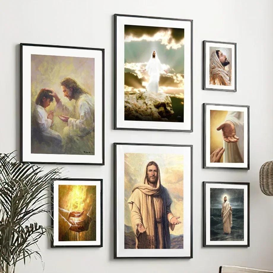 Seni Dinding Kanvas Yesus Kristus - Poster Nordik Untuk Hiasan Ruang ...