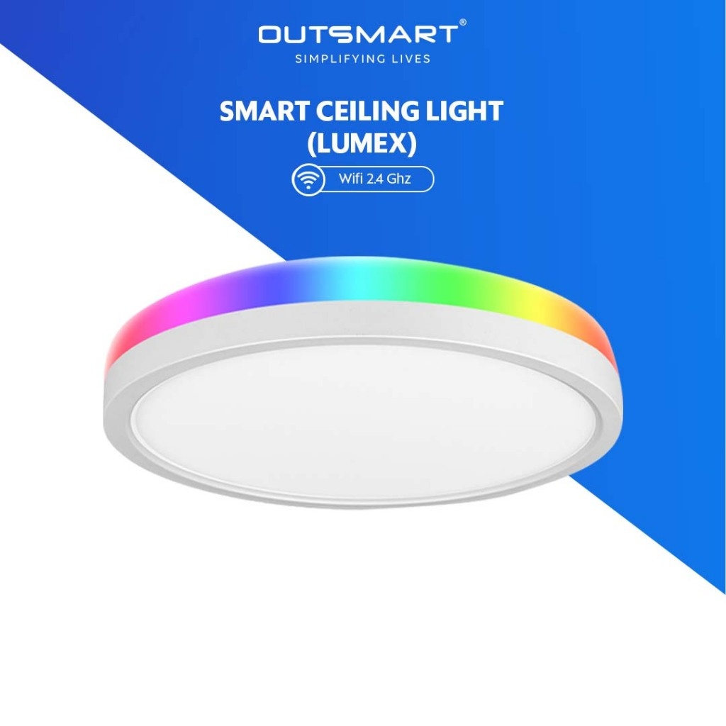 OUTSMART Wifi Smart Ceiling Light Lumex Ambience RGB Backlight Colours ...