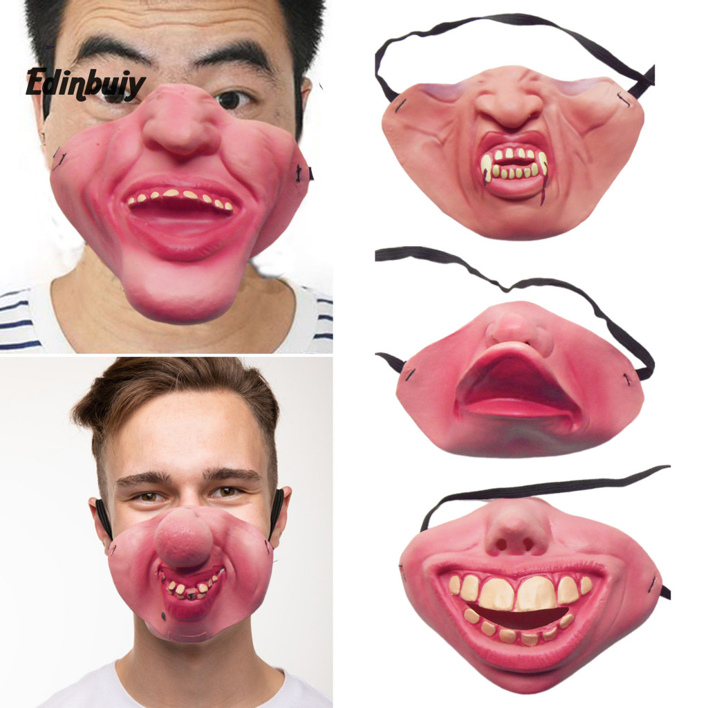 EDI Half-face Clown Masque Latex Halloween Masque Realistic Horror Half ...