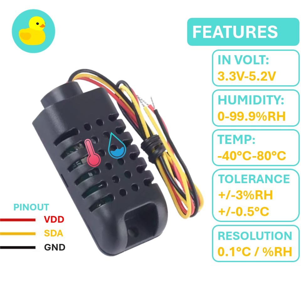 DHT21 / AM2301 Capacitive Digital Temperature & Humidity Sensor Module ...