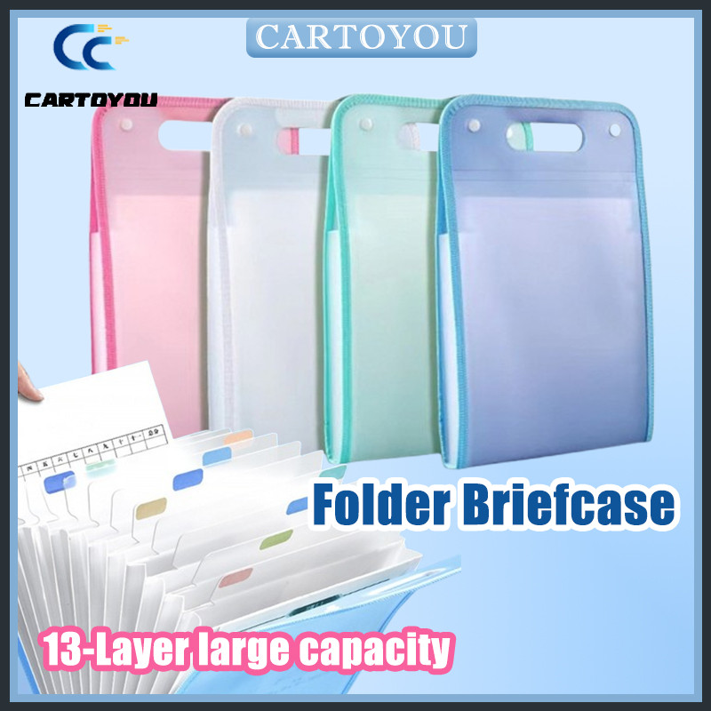 13 Layer Folder File Organizer Document Storage Test Paper Folder Waterproof Expanding Handle