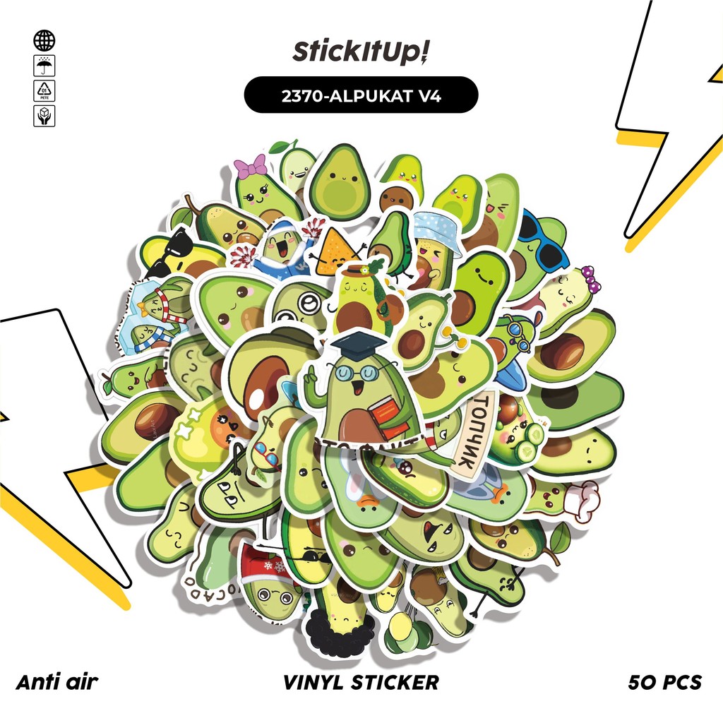 50 Pcs Sticker Pack AVOCADO V4 Cute Aesthetic Vinyl Waterproof for ...