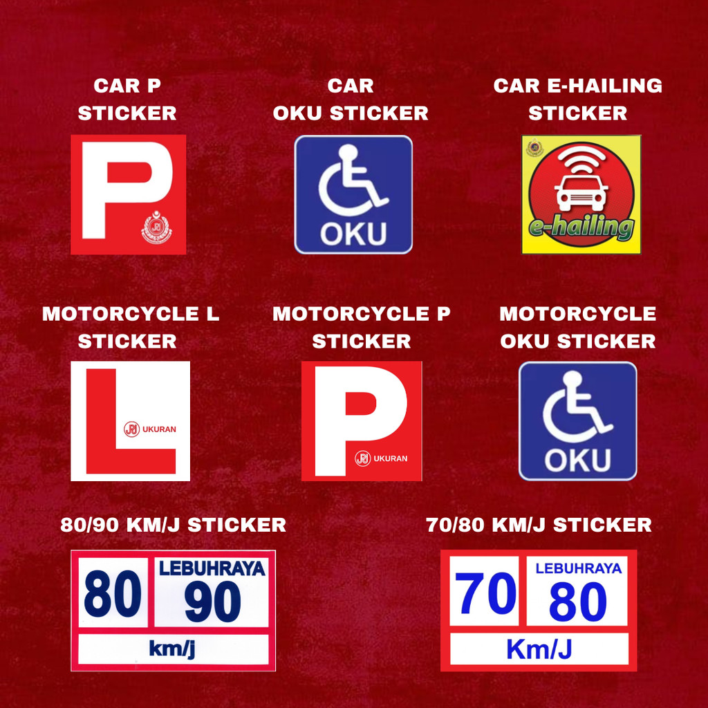 Car Sticker P L JPJ | Sticker PVC | kereta Motosikal Motorcycle OKU e ...