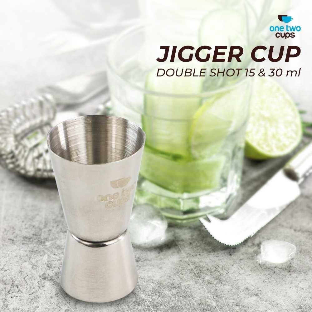 One Two Cups Double Shot Bartender Jigger Measuring Cup 15 ml and 30 ml ...