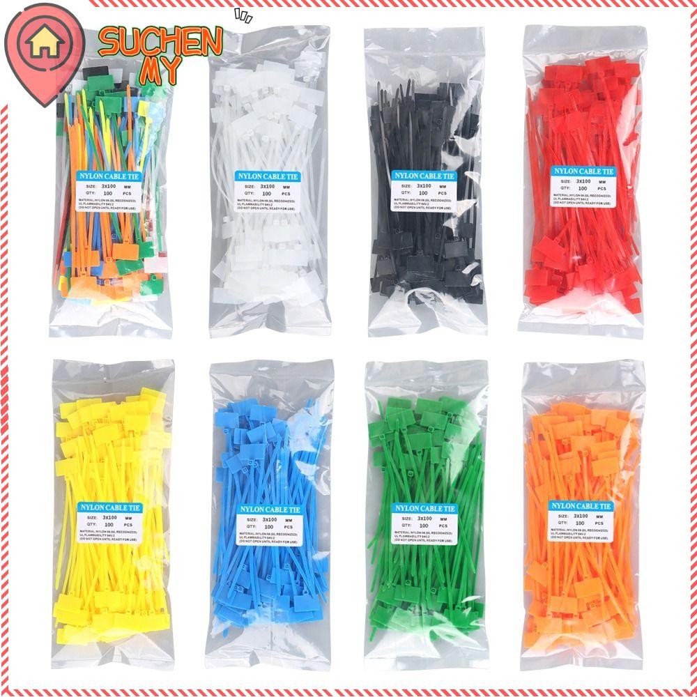 SUCHENMY 100pcs Cable Ties Tag Labels Plastic Label Self-locking Zip ...