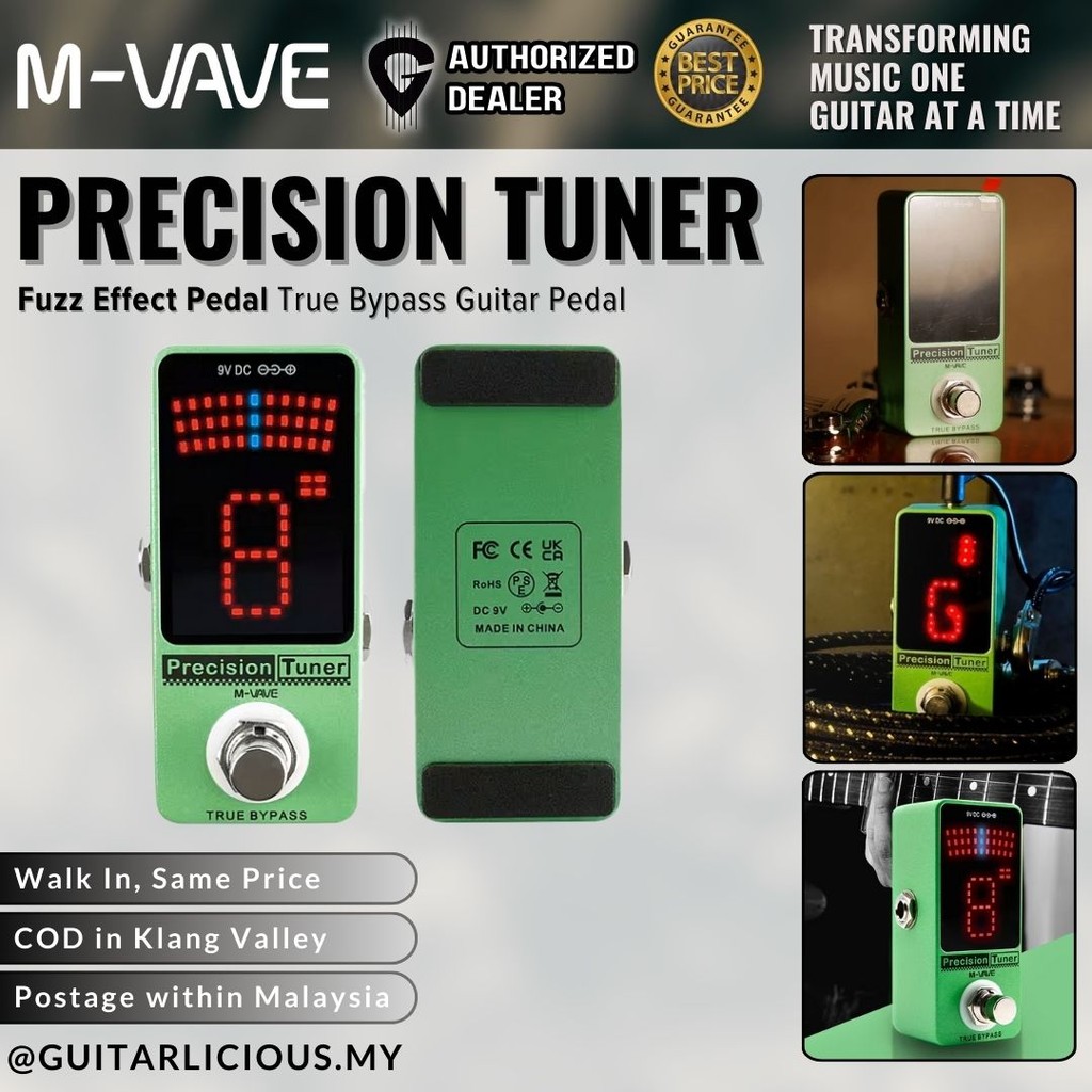 M-VAVE Precision Tuner Guitar Effect Pedal Tuner for 6 Strings Bass 12 ...