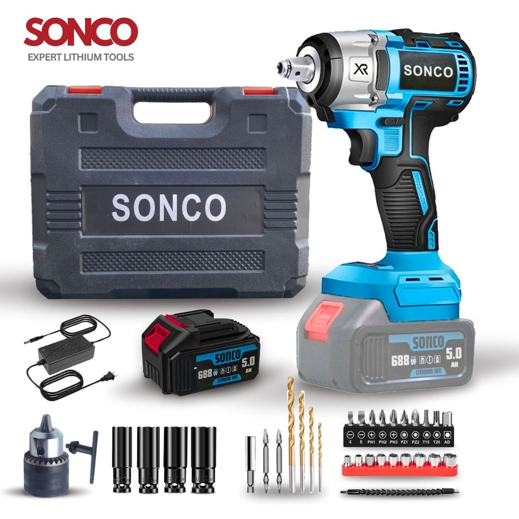 SONCO 38820 Heavy Duty 688VF Cordless Impact Wrench Electric 1/2 Inch ...