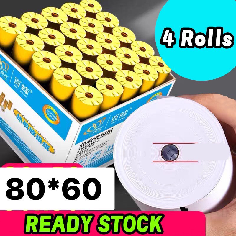 (4 rolls)Thermal paper*-*receipt paper size 80x60mm | Shopee Malaysia