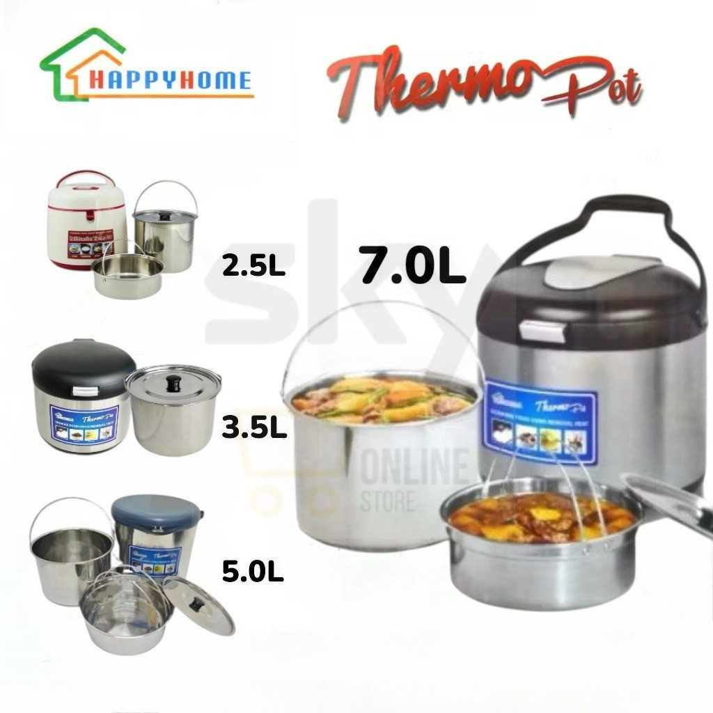 HAPPY HOME 2.5L / 3.5L / 5L / 7L MULTI FUNCTIONAL THERMO POT ENERGY ...