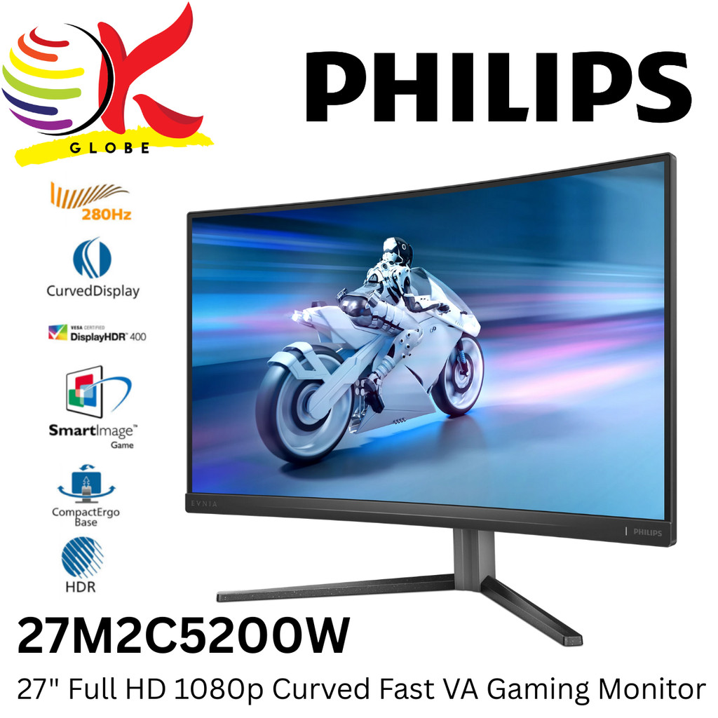 PHILIPS 27" 27M2C5200W FHD (1920x1080 @280HZ) FAST VA CURVED LCD GAMING ...