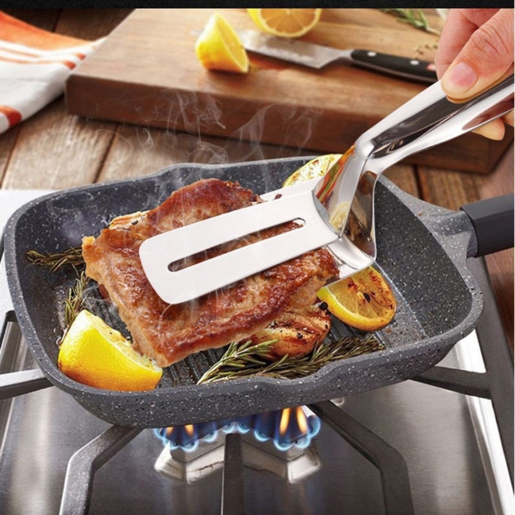 Multipurpose Stainless Steel Food Tong for Grilling Steaks Bread Pizza ...