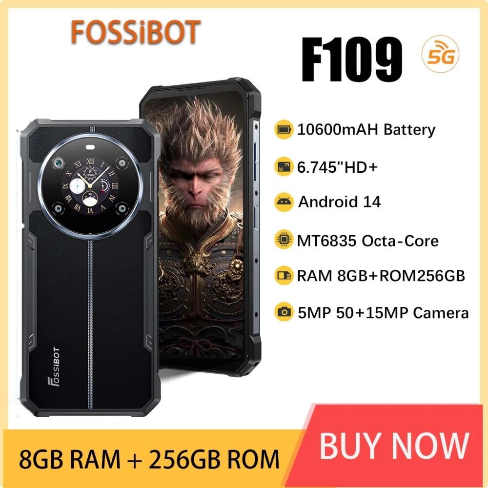 Fossibot F109 5G Rugged Phone 10600mAH Battery 6.75 Inch Display Cell ...