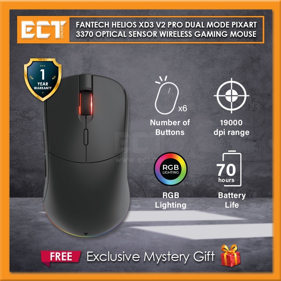 Fantech XD3 Helios V2 Pro Dual Mode 19000 DPI Pixart 3370 Optical ...