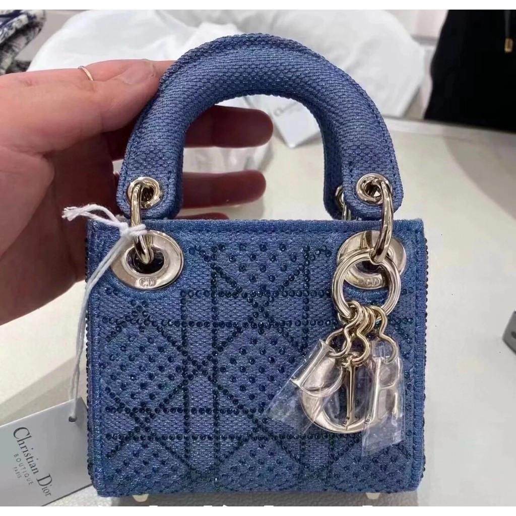 Dior Dior 2022 New Style Lady Dior Bag Ultra mini Embroidered Denim ...