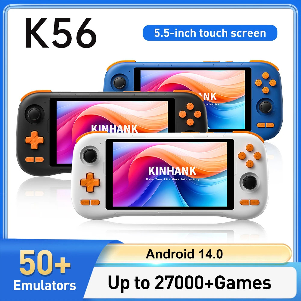 K56 Android 14 Retro Handheld Game Console 5.5 inch Touch Screen With ...