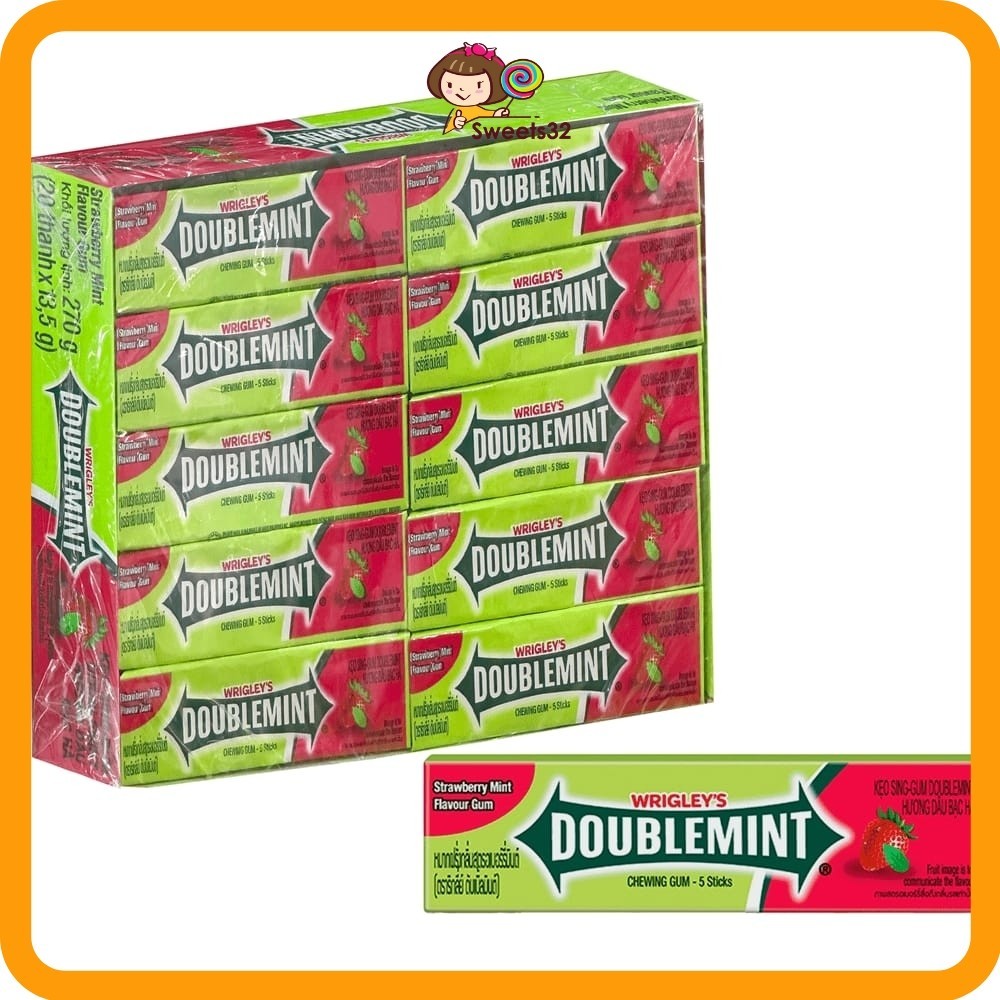 Wrigley's Doublemint STRAWBERRY Mint Flavour Chewing Gum (5stickX20pcs ...
