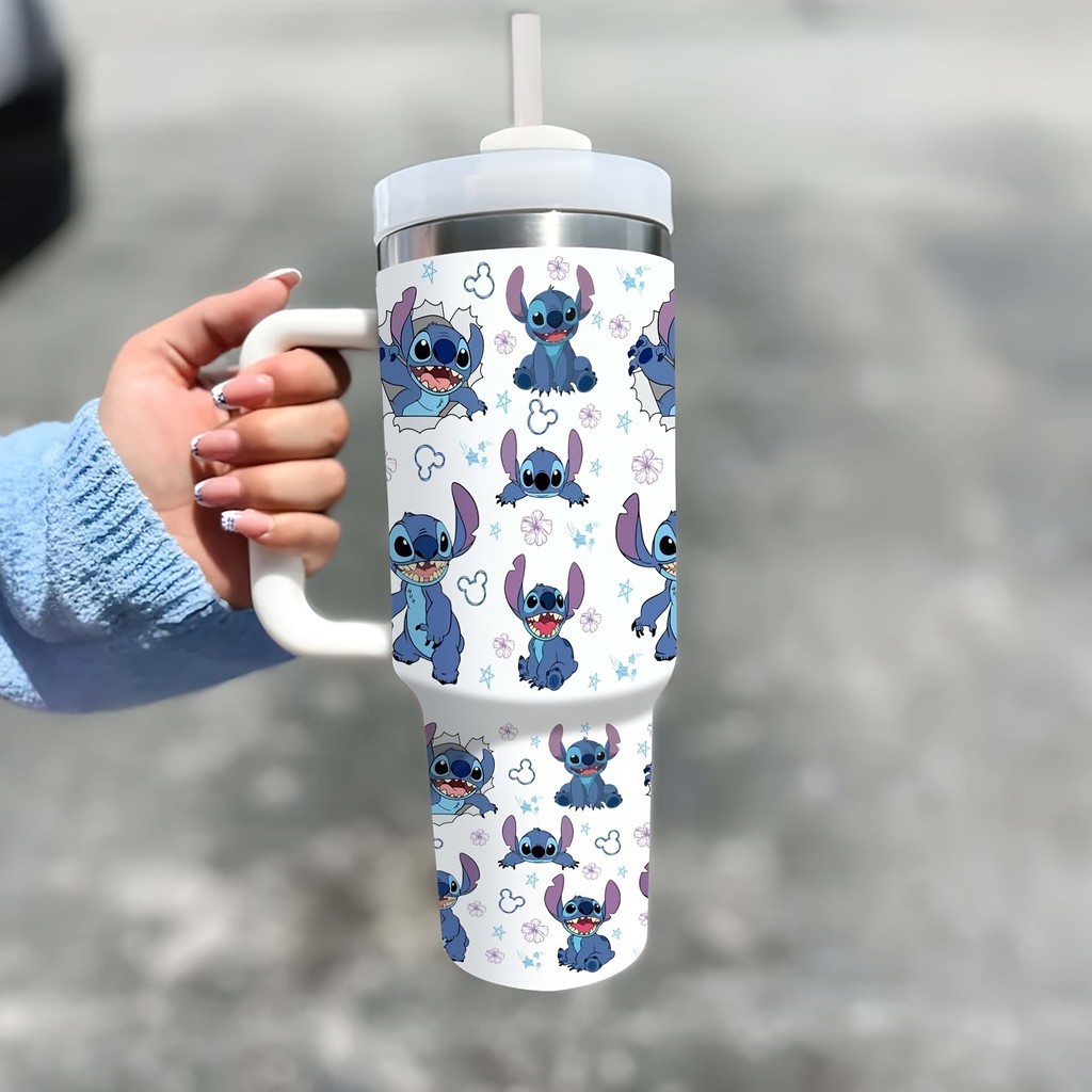 1PC Disney Stitch 40Oz Insulated Tumbler With Handle & Straw - Bpa-Free ...