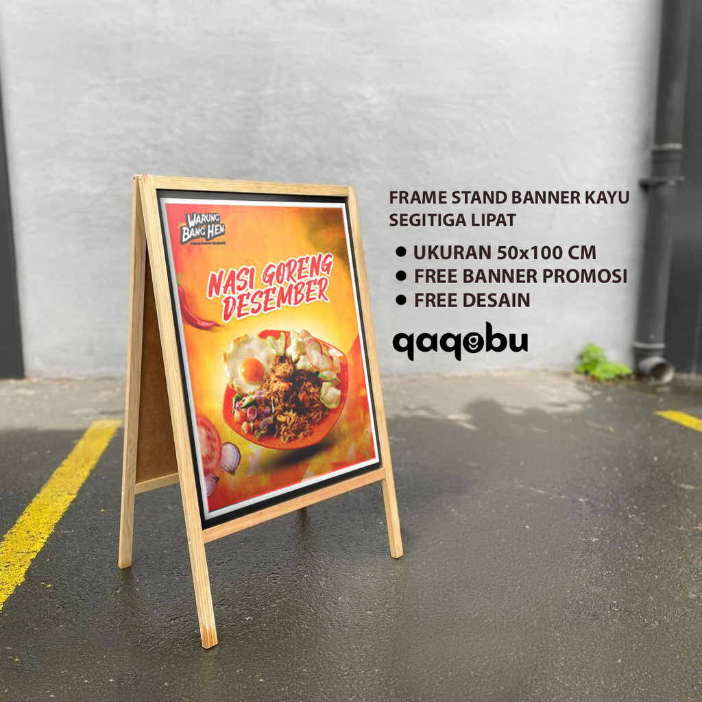 KAYU Dutch Teak Wood BANNER Frame STAND Folding Triangle/STANDING ...