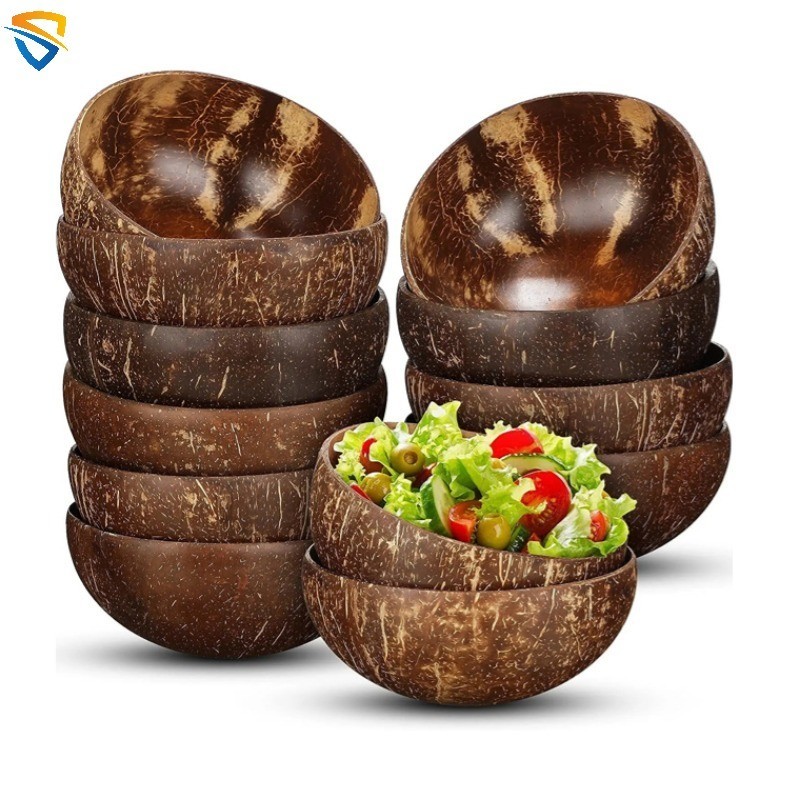 Fruit Salad Dessert Wooden Container 250-500ml Natural Coconut Bowl ...