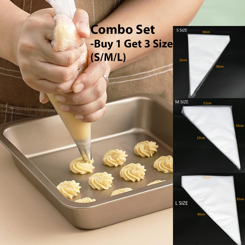 [3 In I Buddle Set] 100 pcs NonSlip Piping Bag Disposable Decorating ...