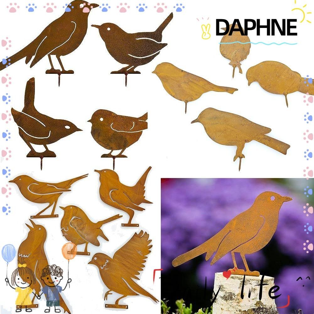 DAPHNE-HOME Bird Figurine, Bird Shaped Fence Art Decor Rusty Metal ...
