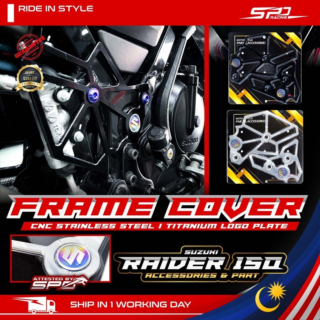 Raider Frame Cover / Footrest cover I Stainless Steel + Titanium Logo ...