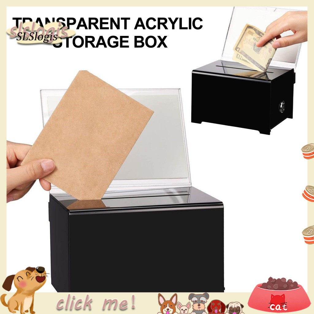 SGW_ Portable Acrylic Box Large Capacity Acrylic Donation Box with Lock ...