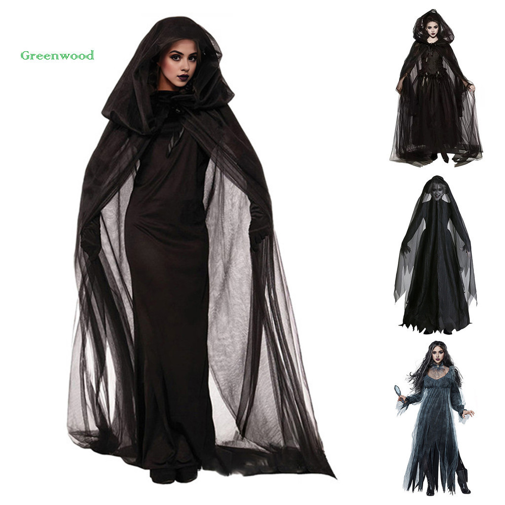 greenwood Halloween Costume Dark Witch Ghost Bride Women Dress Black ...