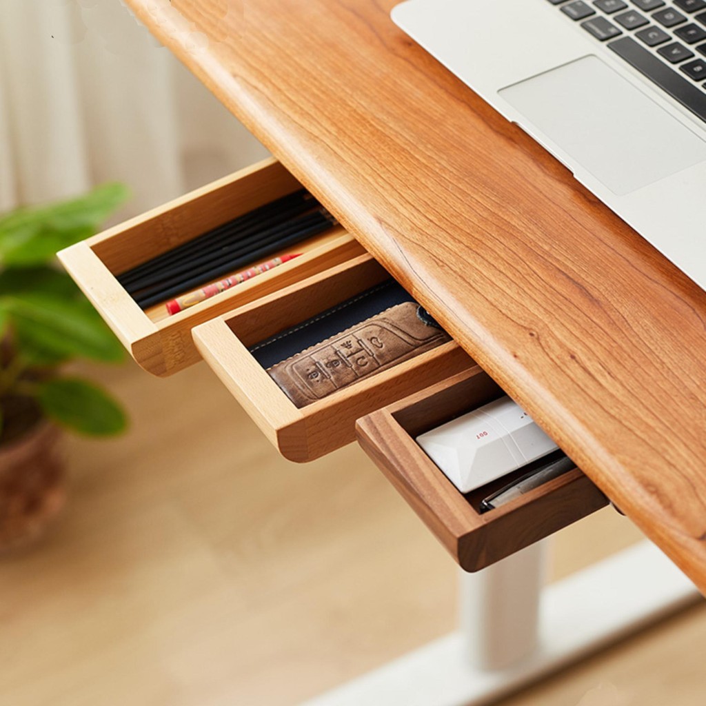 DIY Black Walnut/Bamboo Under Desk Storage Box, Hidden Storage Drawer ...