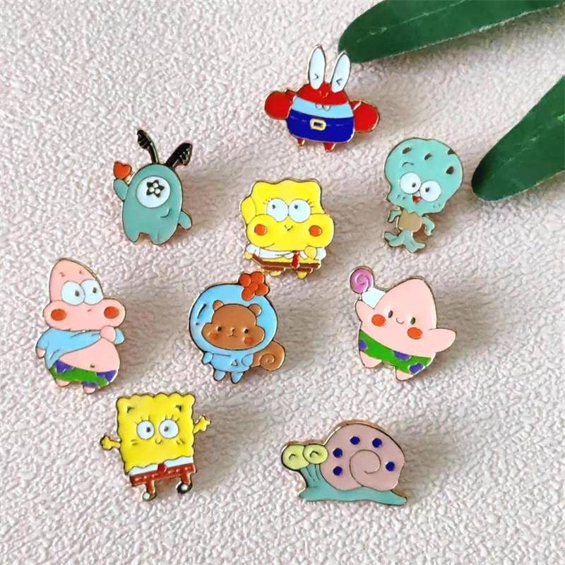 Spongebob metal brooch, Squidward, Patrick Star SpongeBob series badge ...