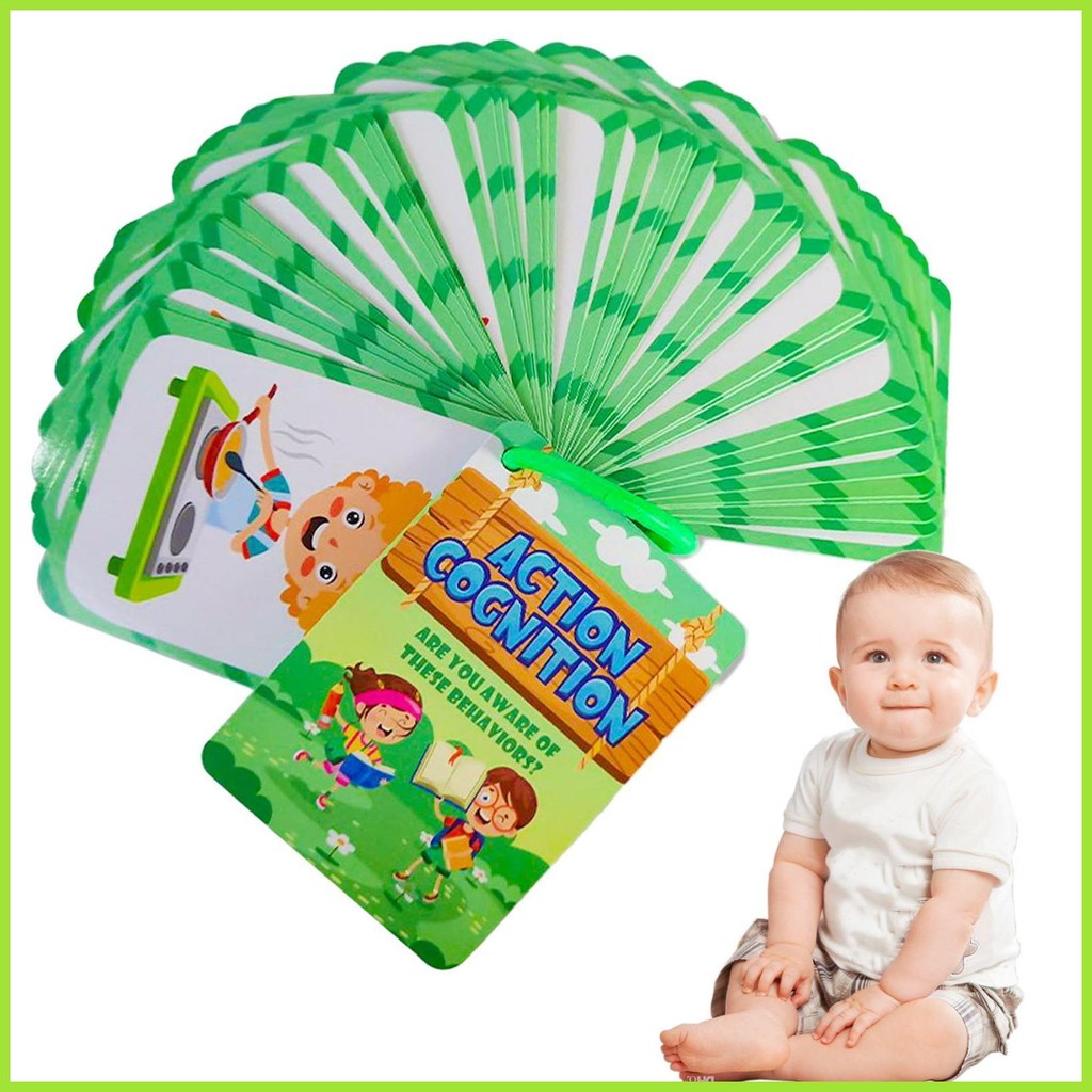 Educational Flash Cards Children Cartoon Learning Toys 50PCS Portable ...