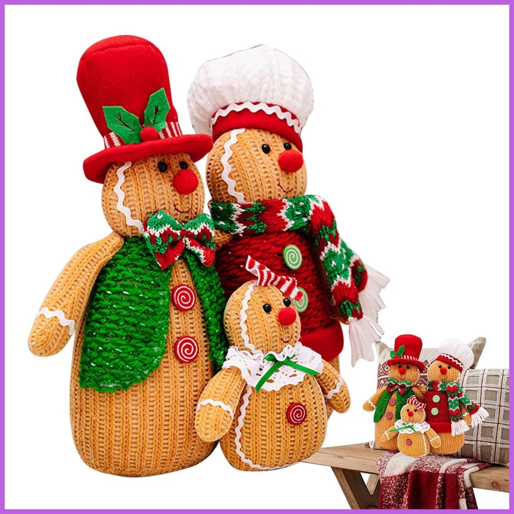 Gingerbread Decor Window Display Stuffed Doll 3x Christmas Home Desk ...