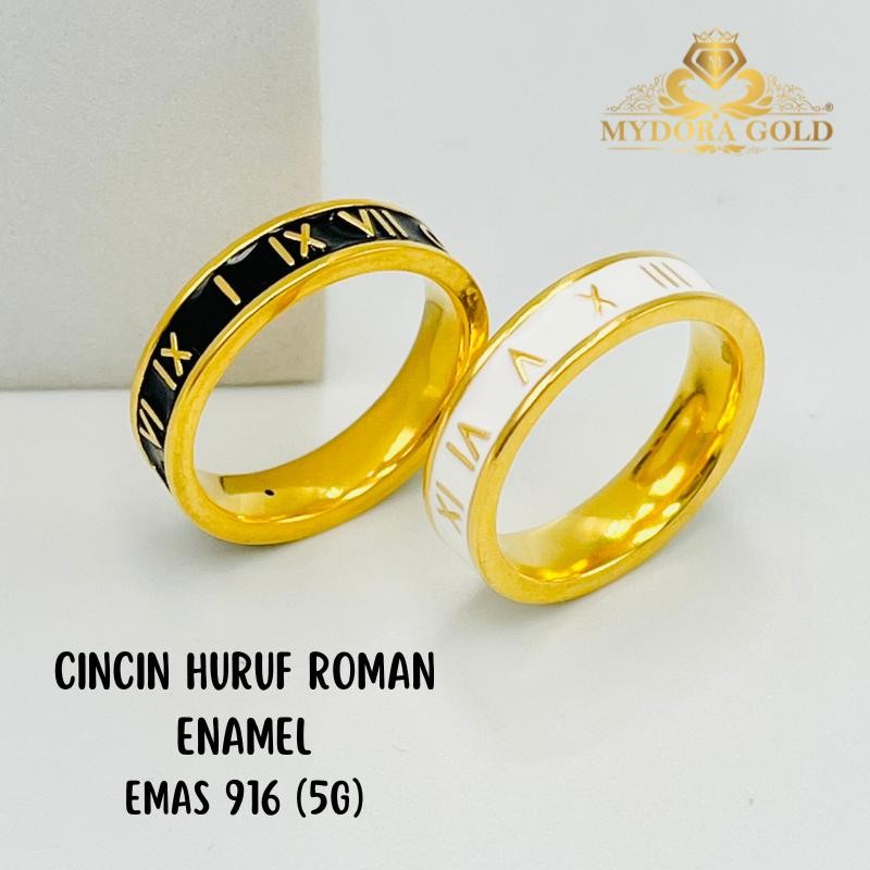 MYDORA Cincin Huruf Roman Enamel (5G) | EMAS 916/22k | Shopee Malaysia