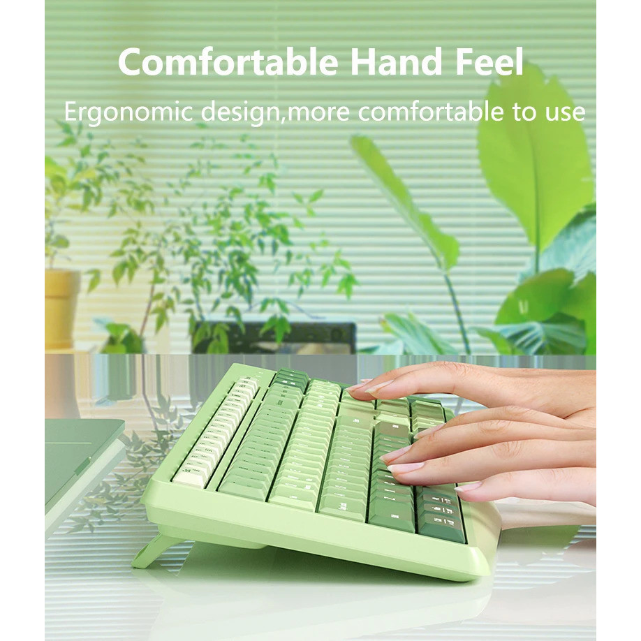2.4G Wireless Keyboard Slient Click Ergonomic Keyboard Full Size ...