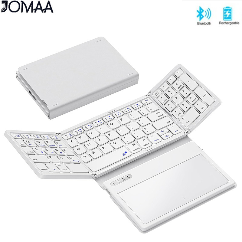 Jomaa Rechargeable Foldable Bluetooth Keyboard for Windows Mac Folding Wireless Keyboard with ...
