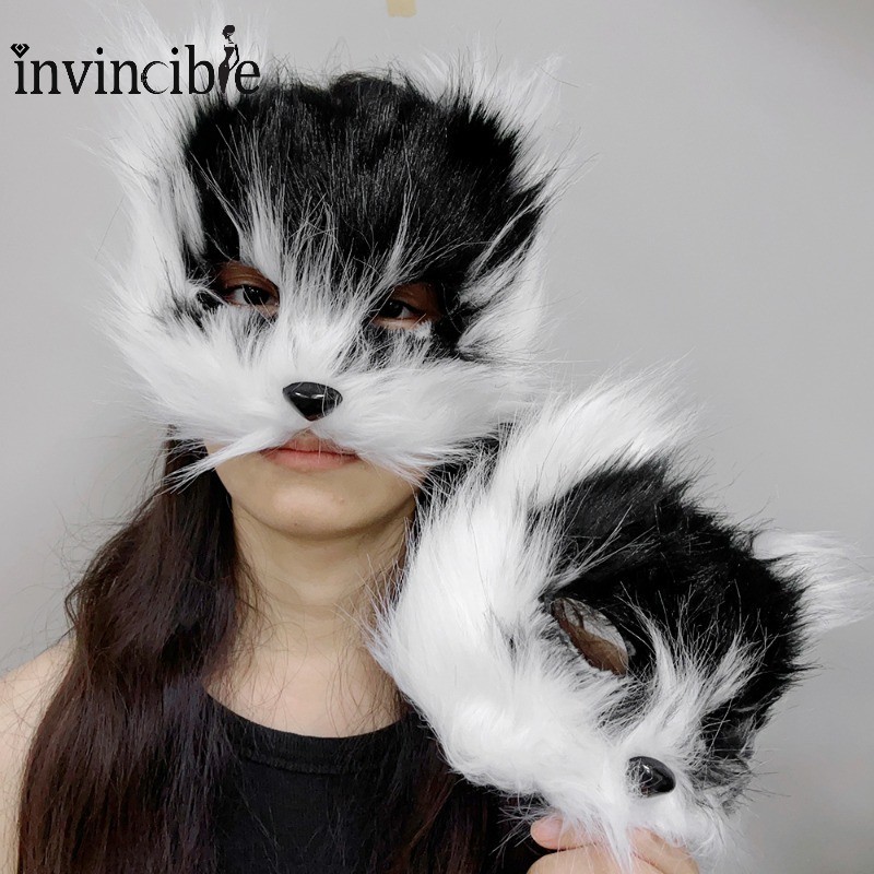 Halloween Cosplay Party Costume Mask - Furry Fox Unisex Masquerade Ball ...