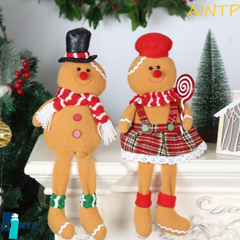 AINTP Gingerbread Plush Toy, Cartoon Chef Hat Gingerbread Man Doll ...