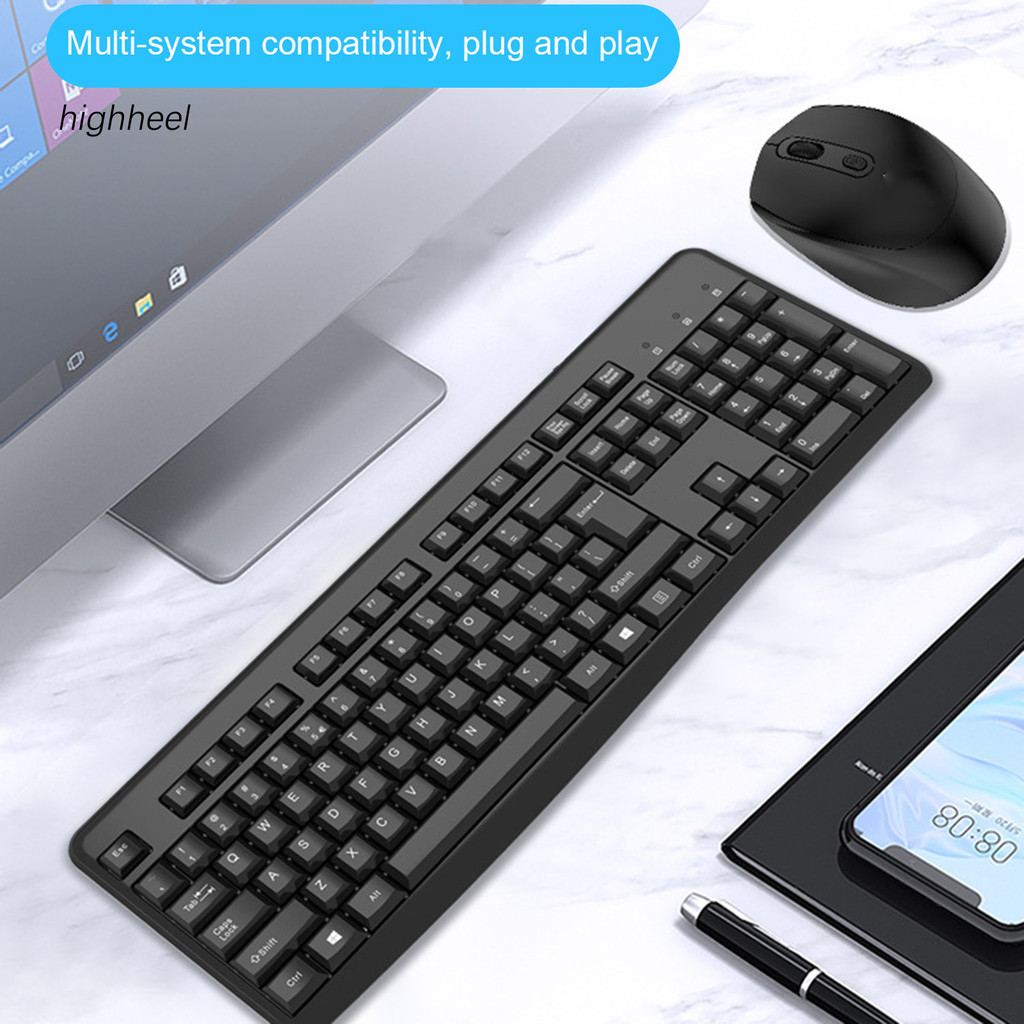 [HL] KM63 Wireless Keyboard Mouse Set Ergonomic Mechanical Feel Powered ...