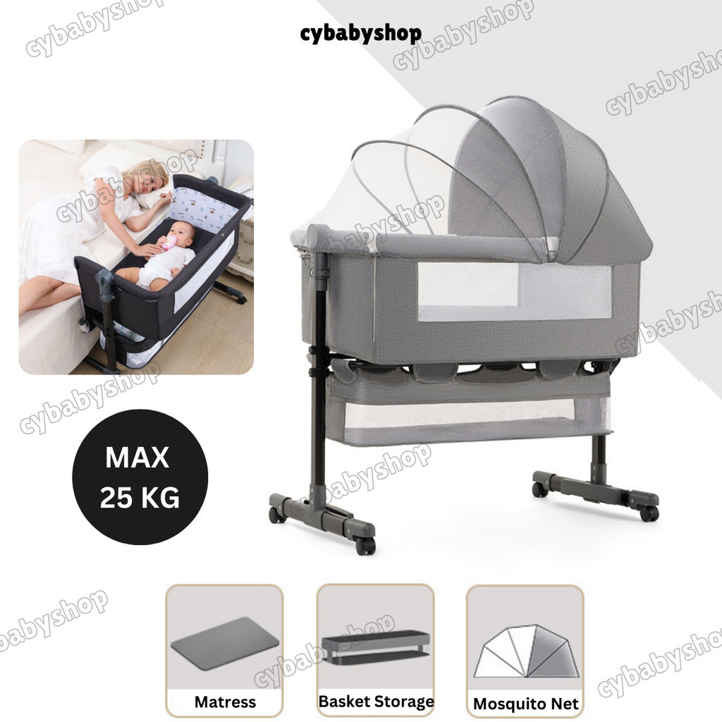 [FAST DELIVERY] Bayi Baby Cot Side Bed Portable Baby Crib ...