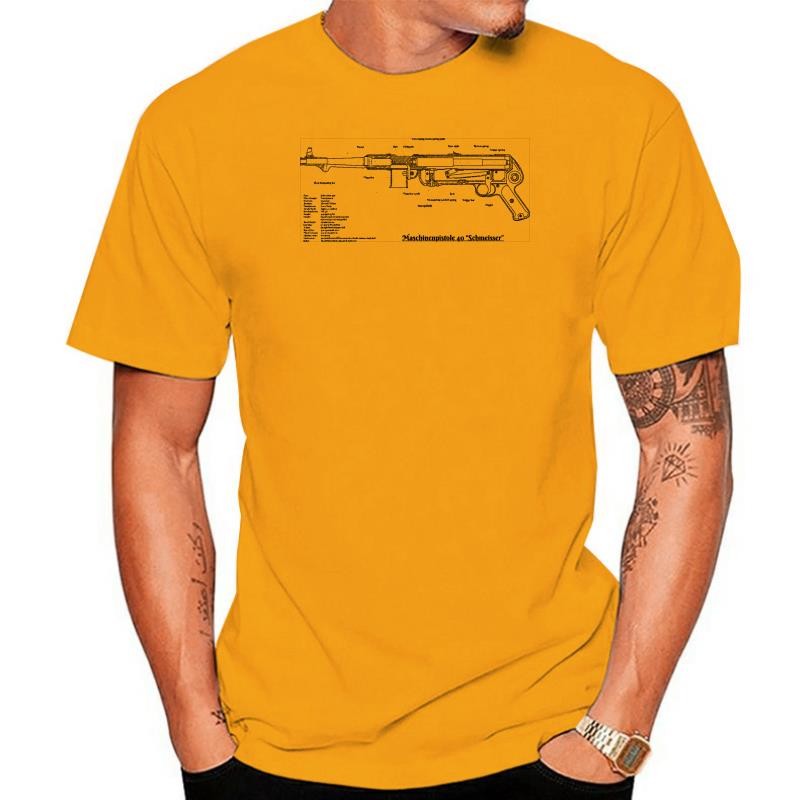 New Fashion Cool Casual T Shirts WW2 German MP-40 MP40 Blueprint Men T ...