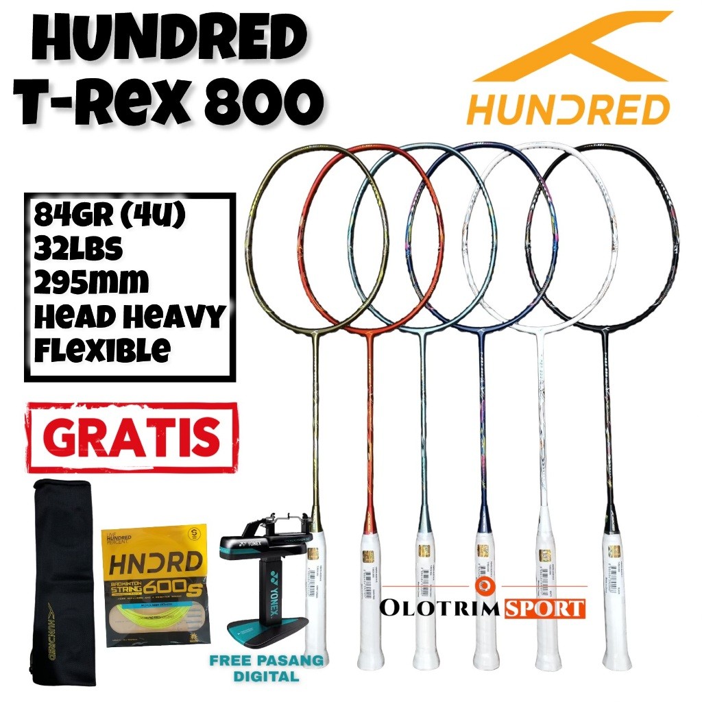 HUNDRED T-REX Badminton Racket 800 32lbs T REX HDRD HNDRD 100% ORIGINAL ...