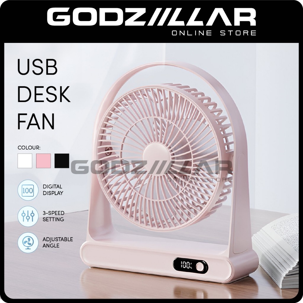 (180°) USB Desk Fan Adjustable Rotation Table Fan With 3-Speed Modes Portable Rechargeable USB ...