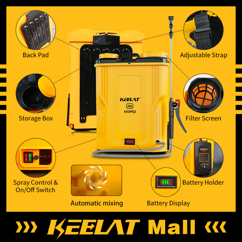 KEELAT Knapsack spray Pam Racun Bateri Pump Racun Tong Racun Rumput ...