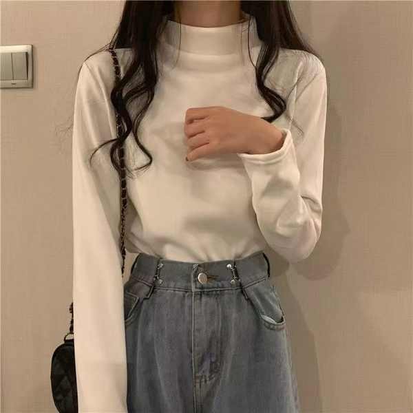 inner neck baju kemeja perempuan Baju asas baldu musim luruh dan musim ...