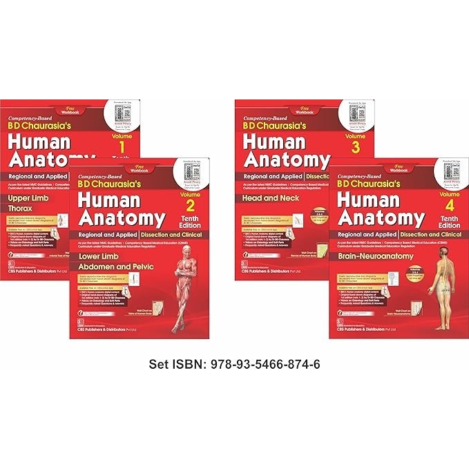 BD Chaurasia’s Human Anatomy, 10/e , Volumes 1– 4 with free Workbooks ...