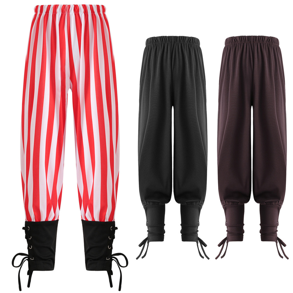 Mbx Boys Halloween Pirate Cosplay Pants Gothic Striped Trousers ...