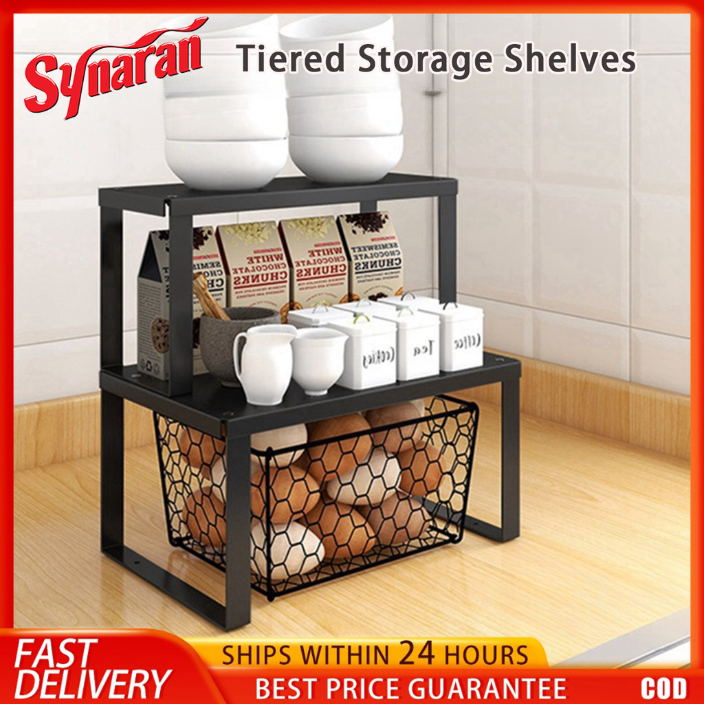 Kitchen Countertop Rack Kitchen Cabinet Divider Rack Stackable Storage ...