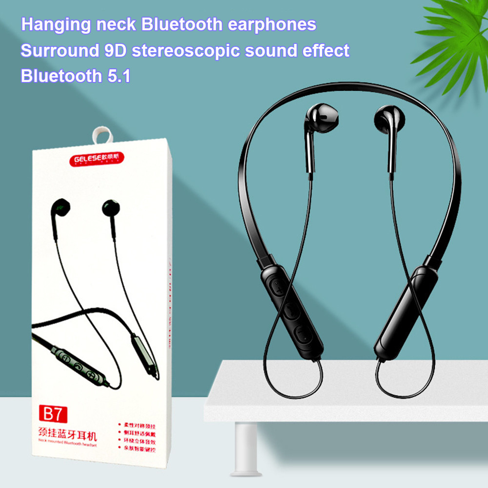 Wireless Bluetooth Headset NeckHanging Stereo Noise Reduction Sports ...