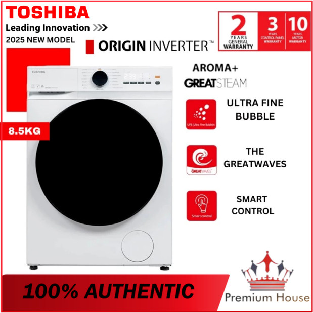 Toshiba 8.5KG Origin Inverter Front Load Washer Washing Machine TW-E85BUT21UWM(WW) | Shopee Malaysia