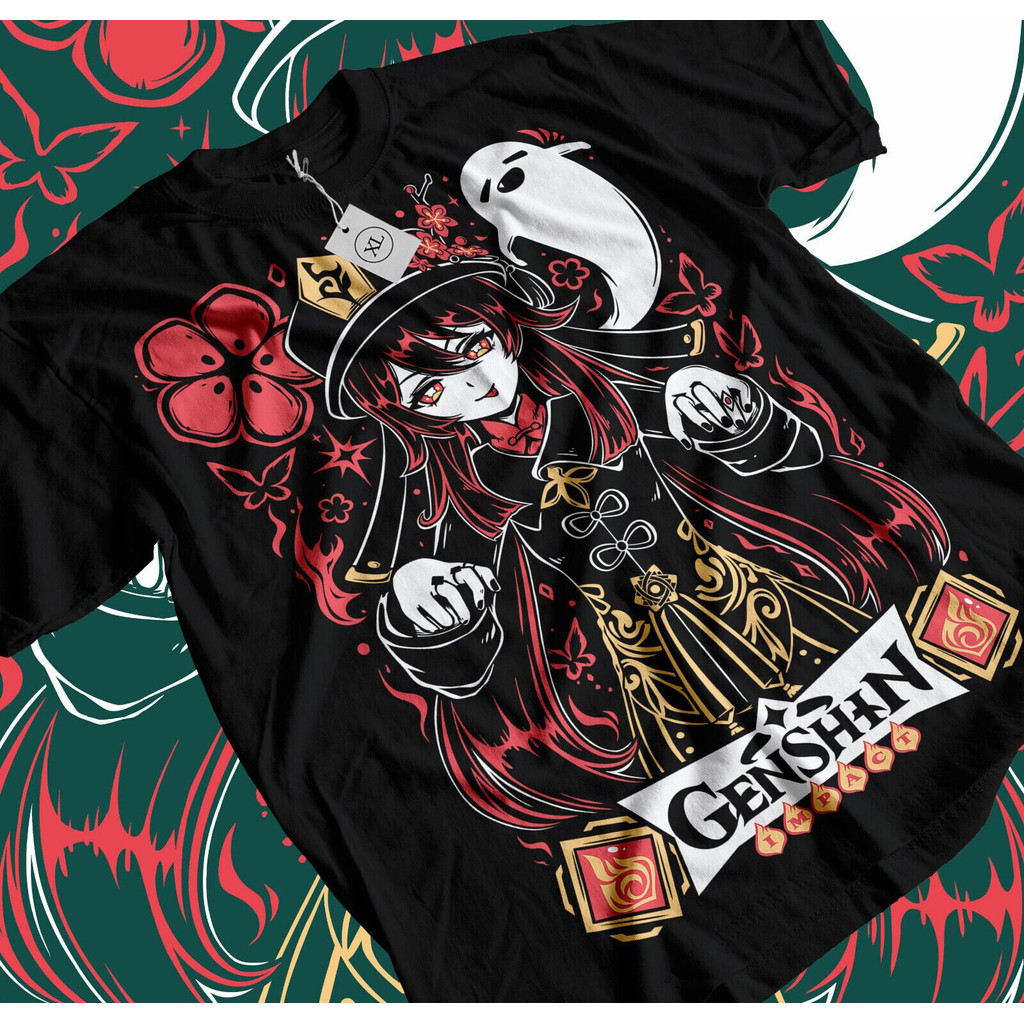 Hu Tao & Raiden Shogun Genshin Impact T-Shirt Japanese Style Vaporwave ...